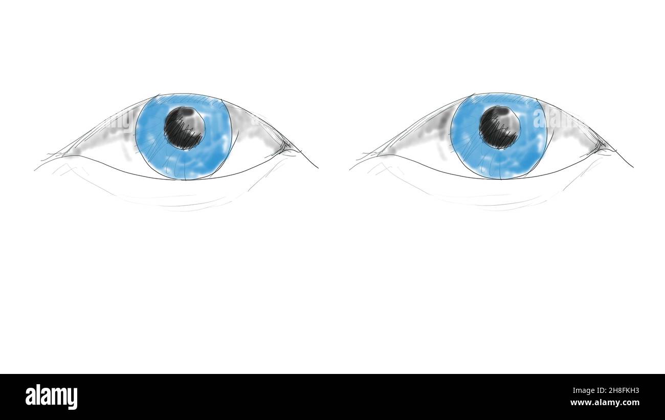 3d illustration - hand drawing Human Eyes Staring At The Camera Stock ...
