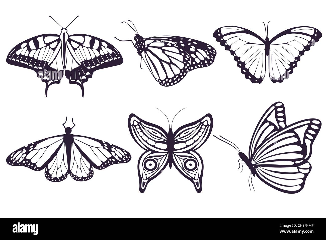 Butterfly silhouette set hi-res stock photography and images - Alamy