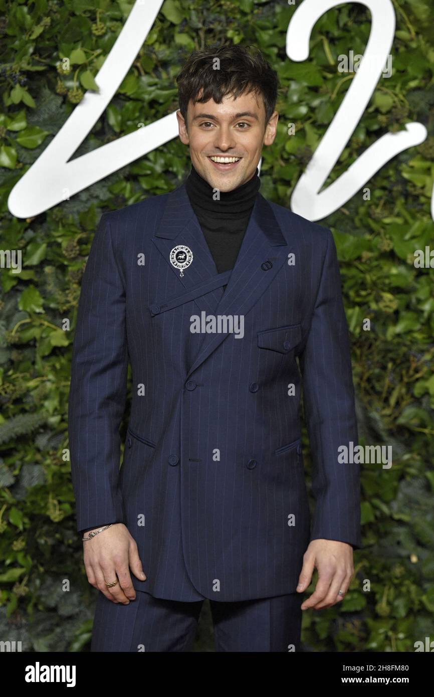 Tom Daley attending The Fashion Awards 2021 at the Royal Albert Hall in ...