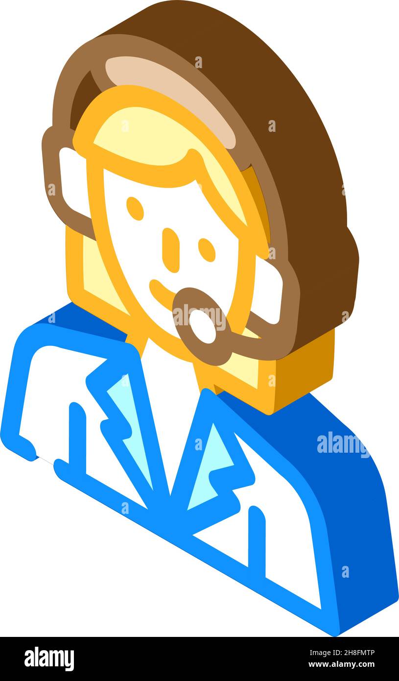 call center worker isometric icon vector illustration Stock Vector ...
