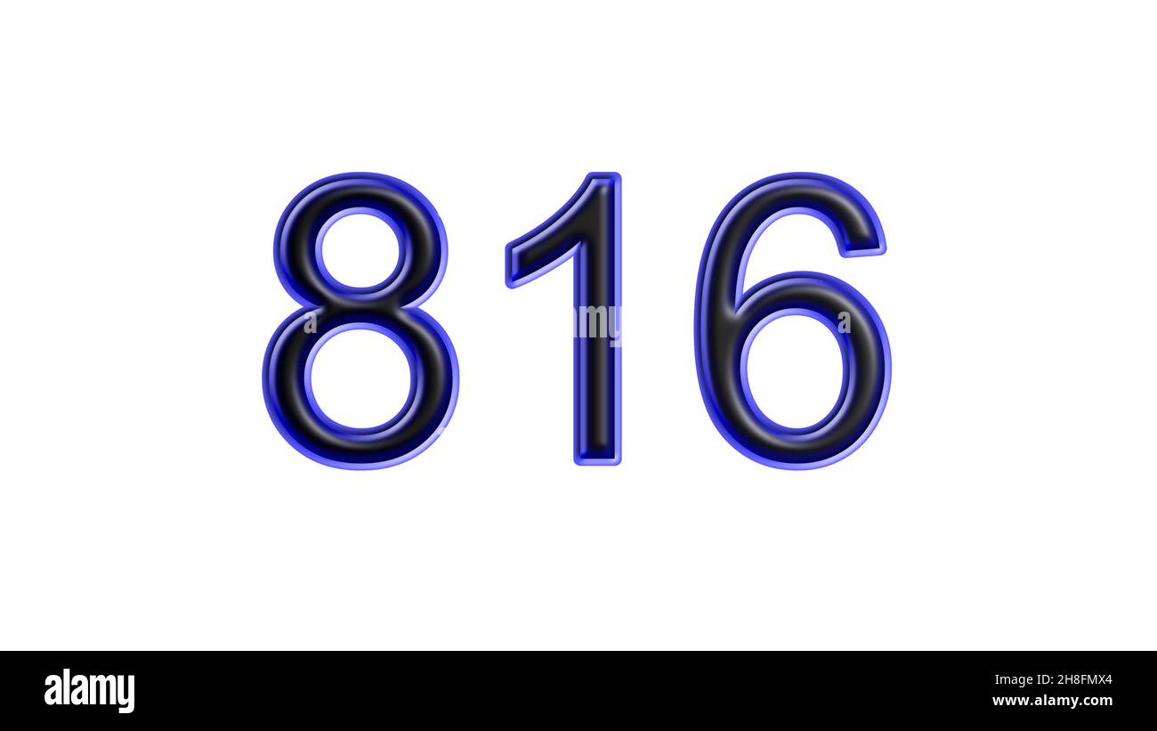 blue 816 number 3d effect white background Stock Photo - Alamy