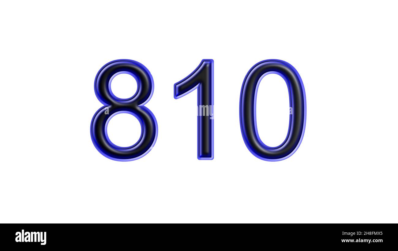 blue 810 number 3d effect white background Stock Photo - Alamy