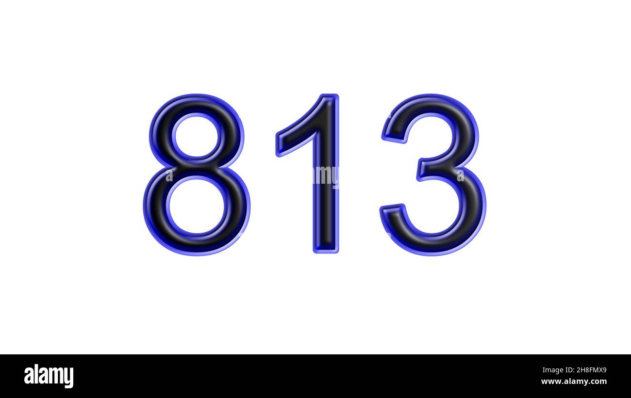 blue 813 number 3d effect white background Stock Photo - Alamy