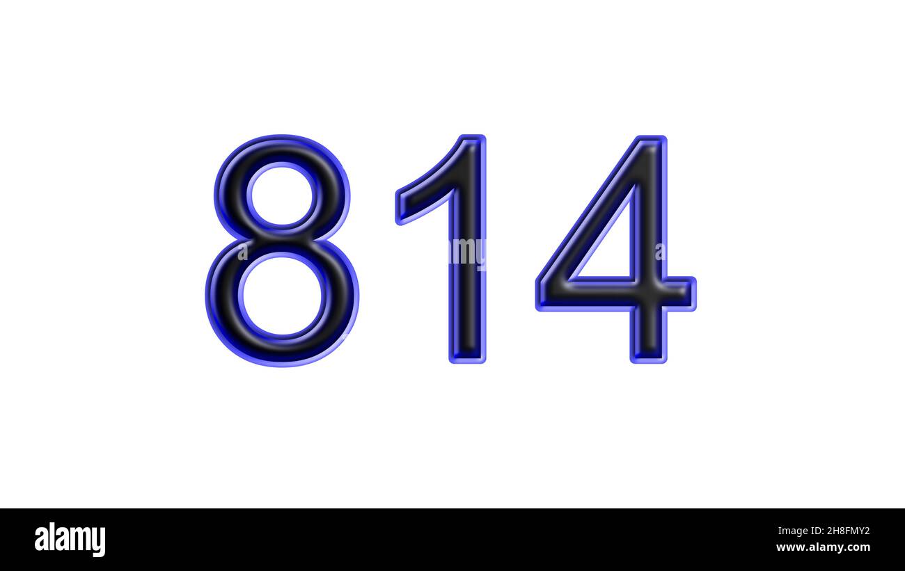 blue 814 number 3d effect white background Stock Photo - Alamy