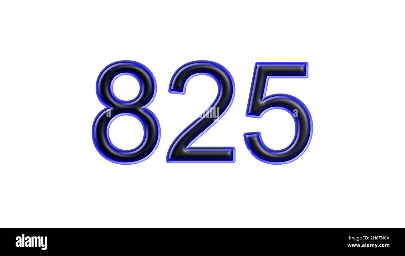 blue 825 number 3d effect white background Stock Photo - Alamy