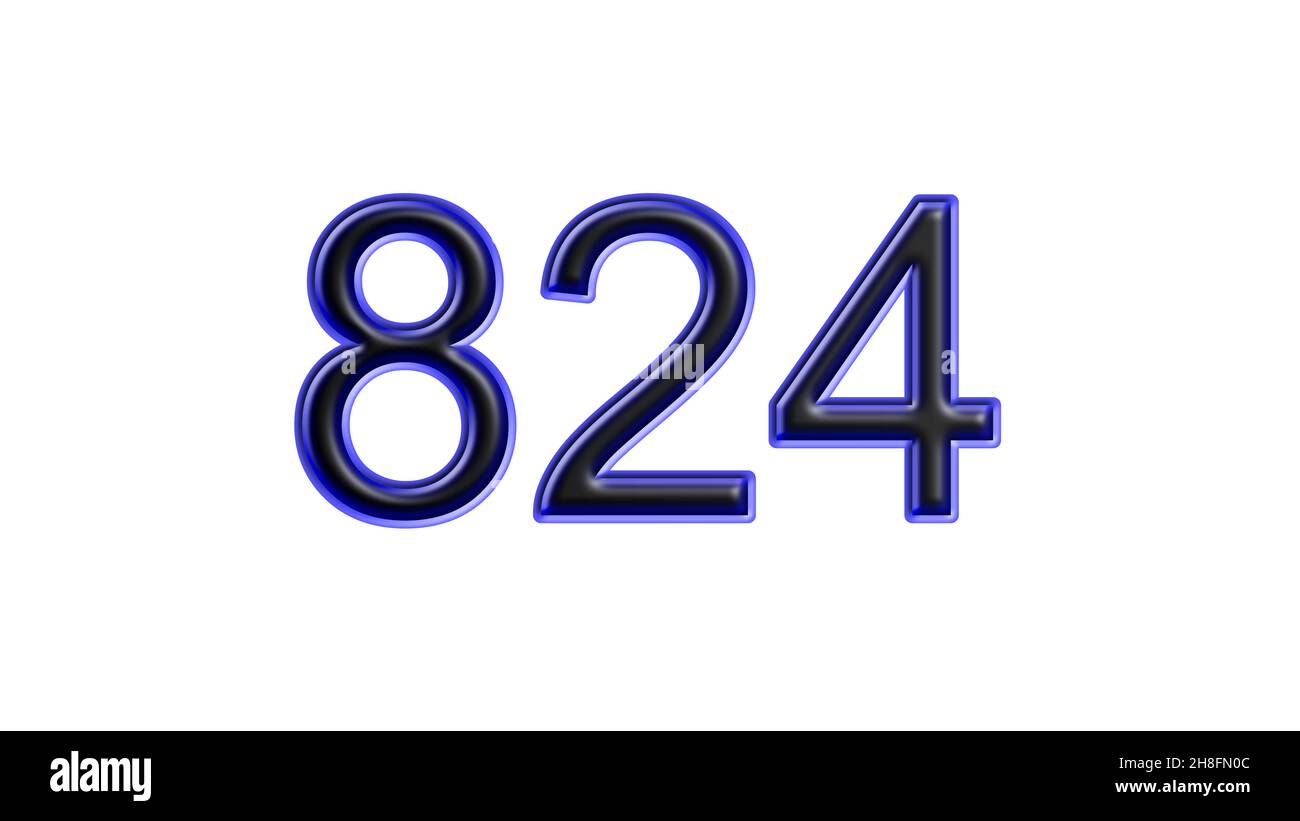 blue 824 number 3d effect white background Stock Photo - Alamy