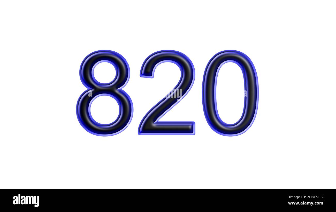 blue 820 number 3d effect white background Stock Photo - Alamy