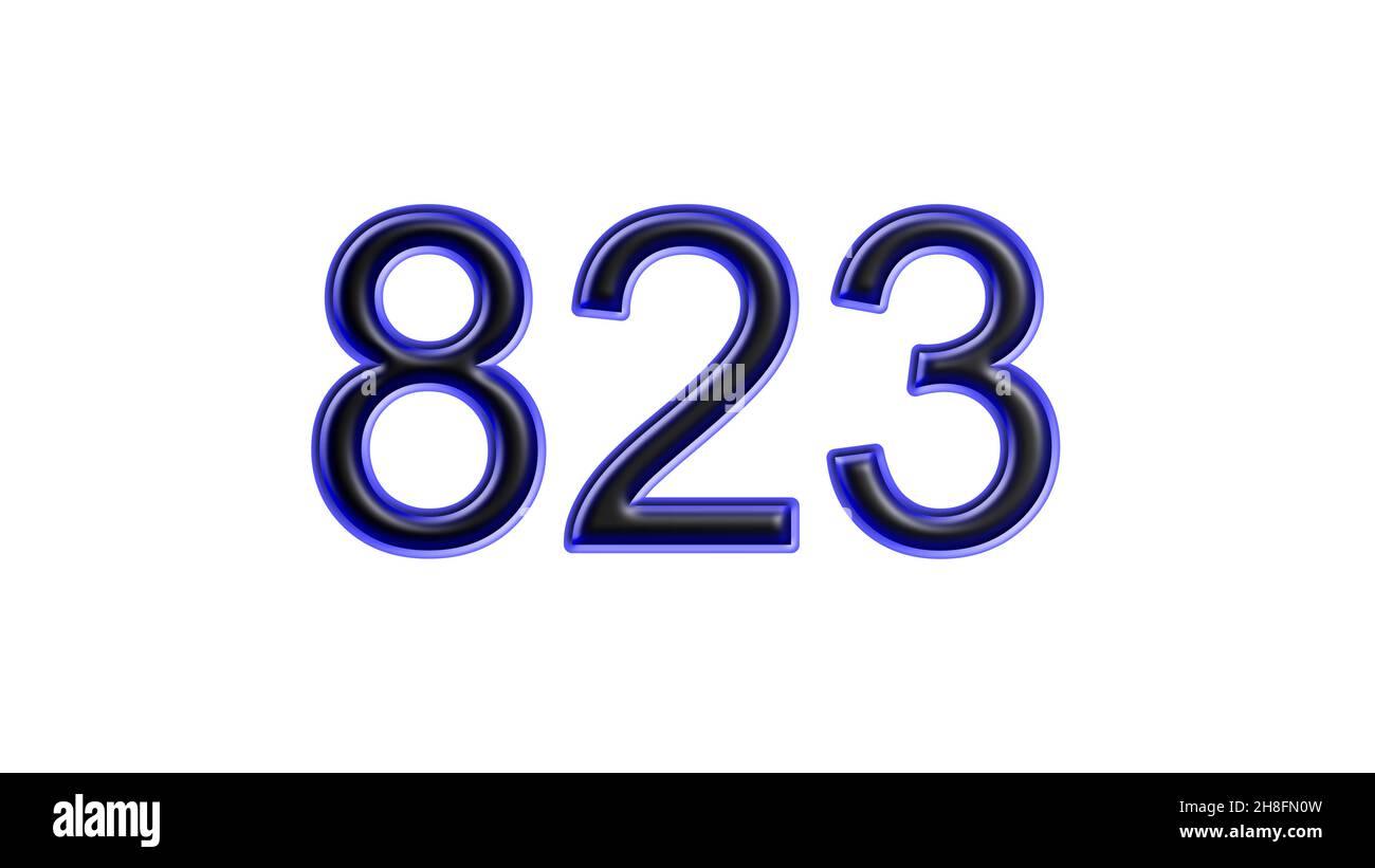blue 823 number 3d effect white background Stock Photo - Alamy