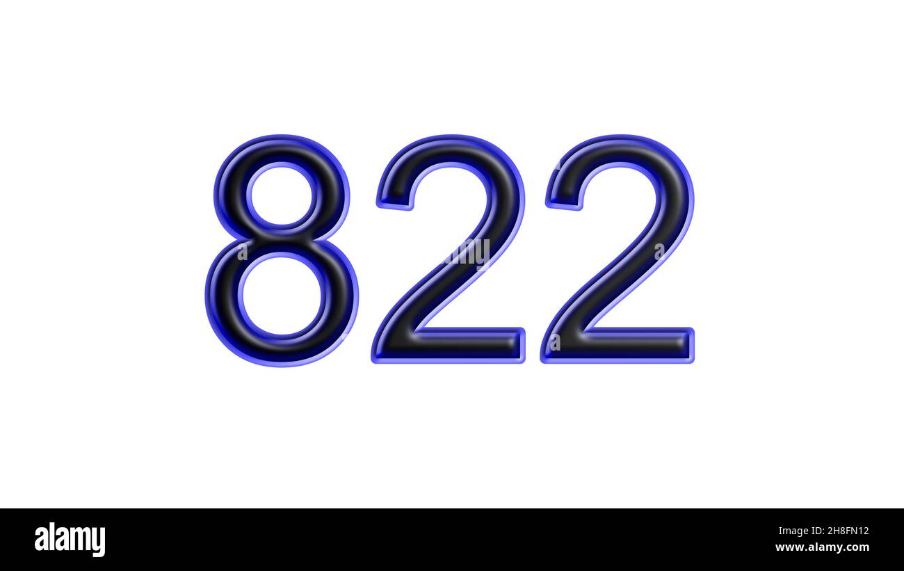 blue 822 number 3d effect white background Stock Photo - Alamy
