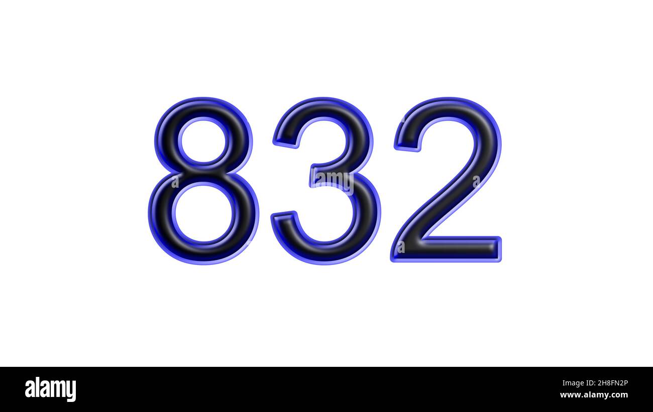blue 832 number 3d effect white background Stock Photo - Alamy