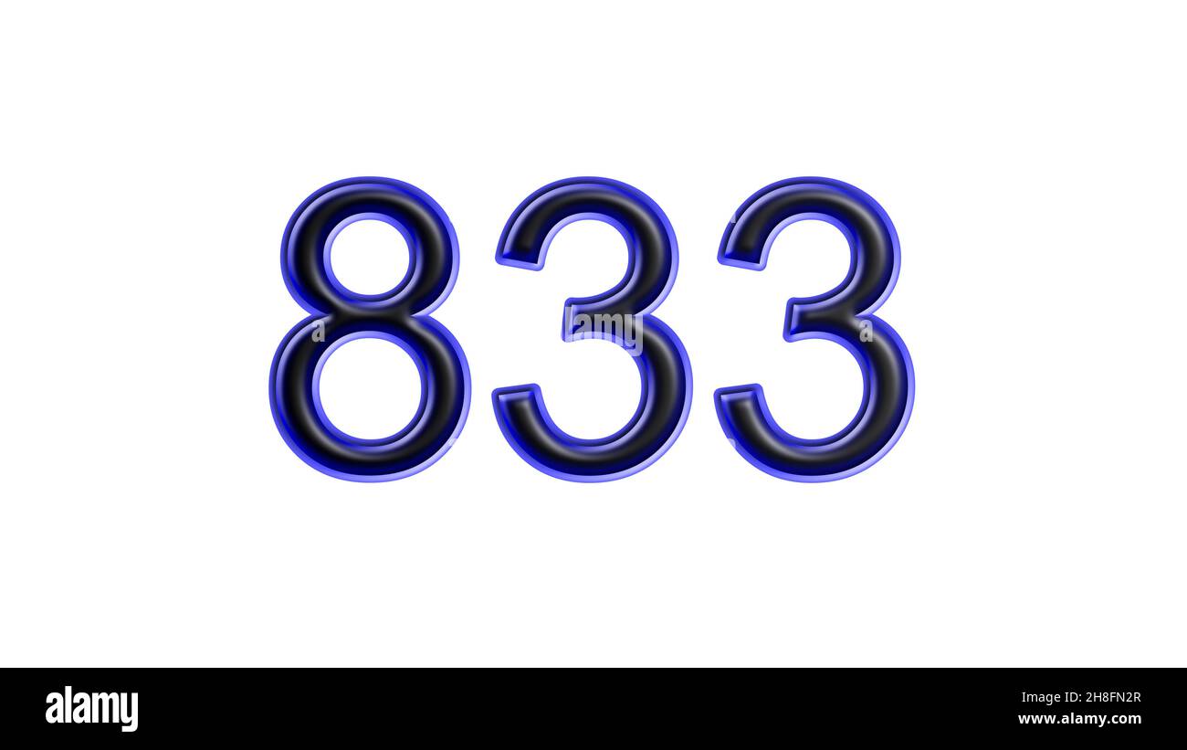 blue 833 number 3d effect white background Stock Photo - Alamy