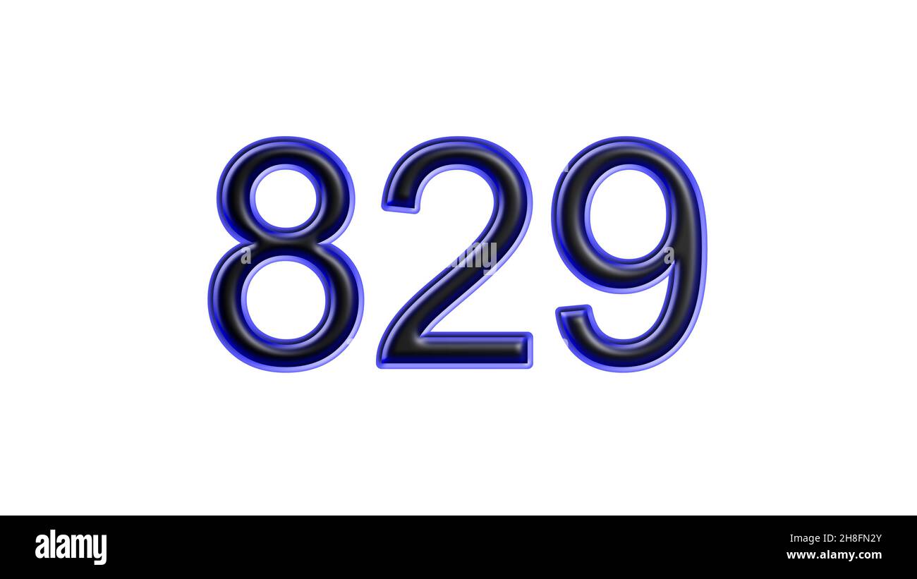 blue 829 number 3d effect white background Stock Photo - Alamy