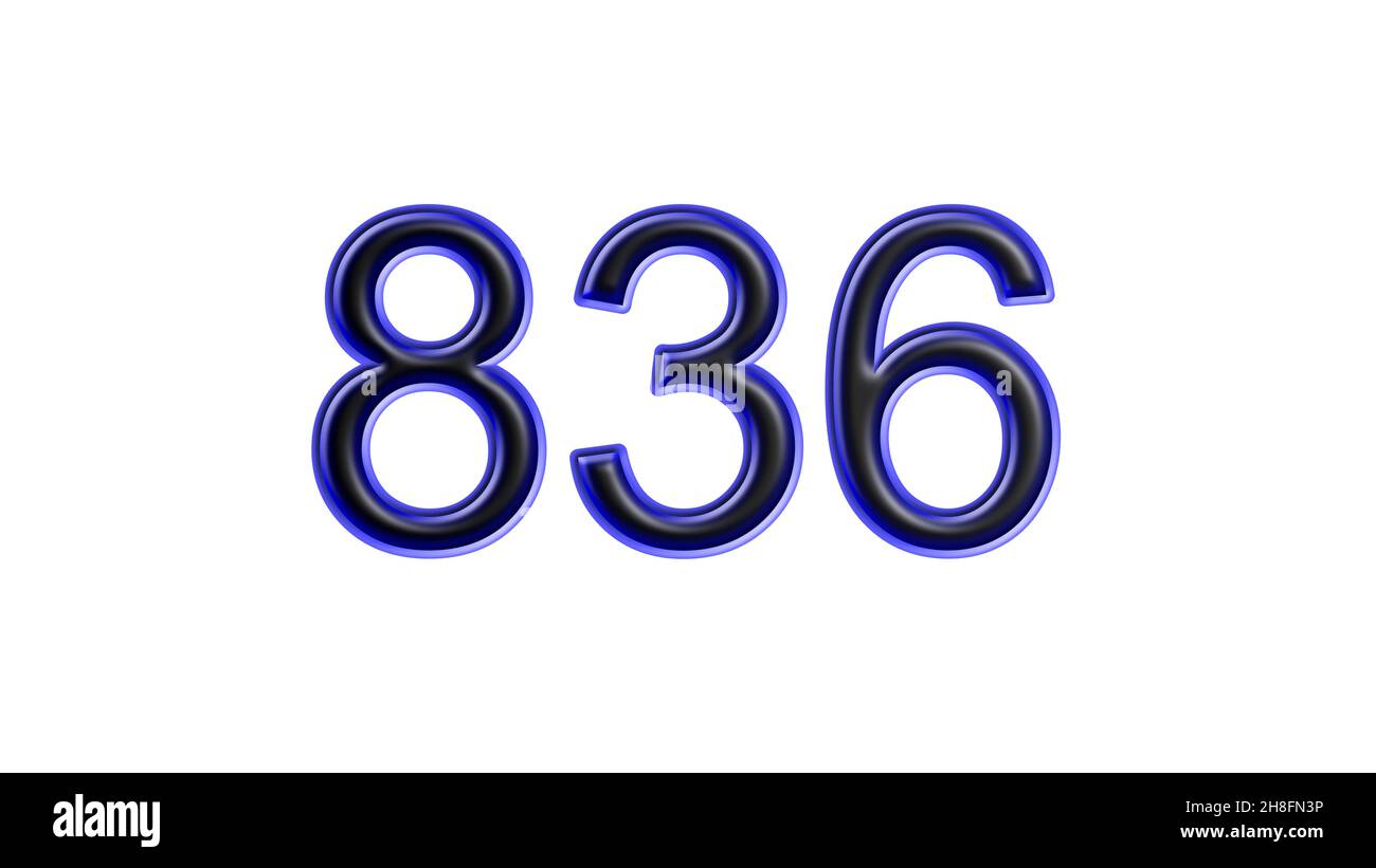 blue 836 number 3d effect white background Stock Photo - Alamy