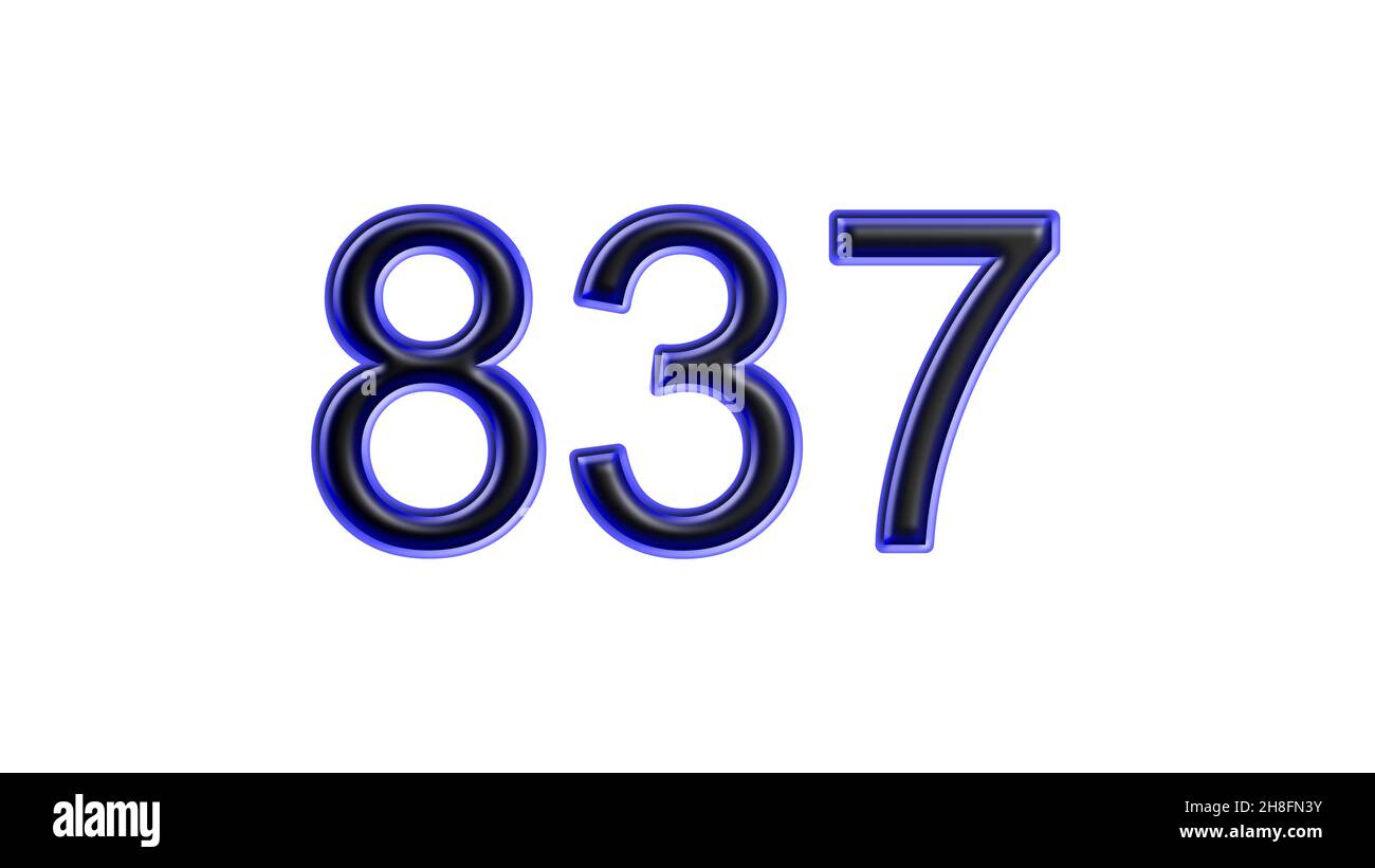 blue 838 number 3d effect white background Stock Photo - Alamy