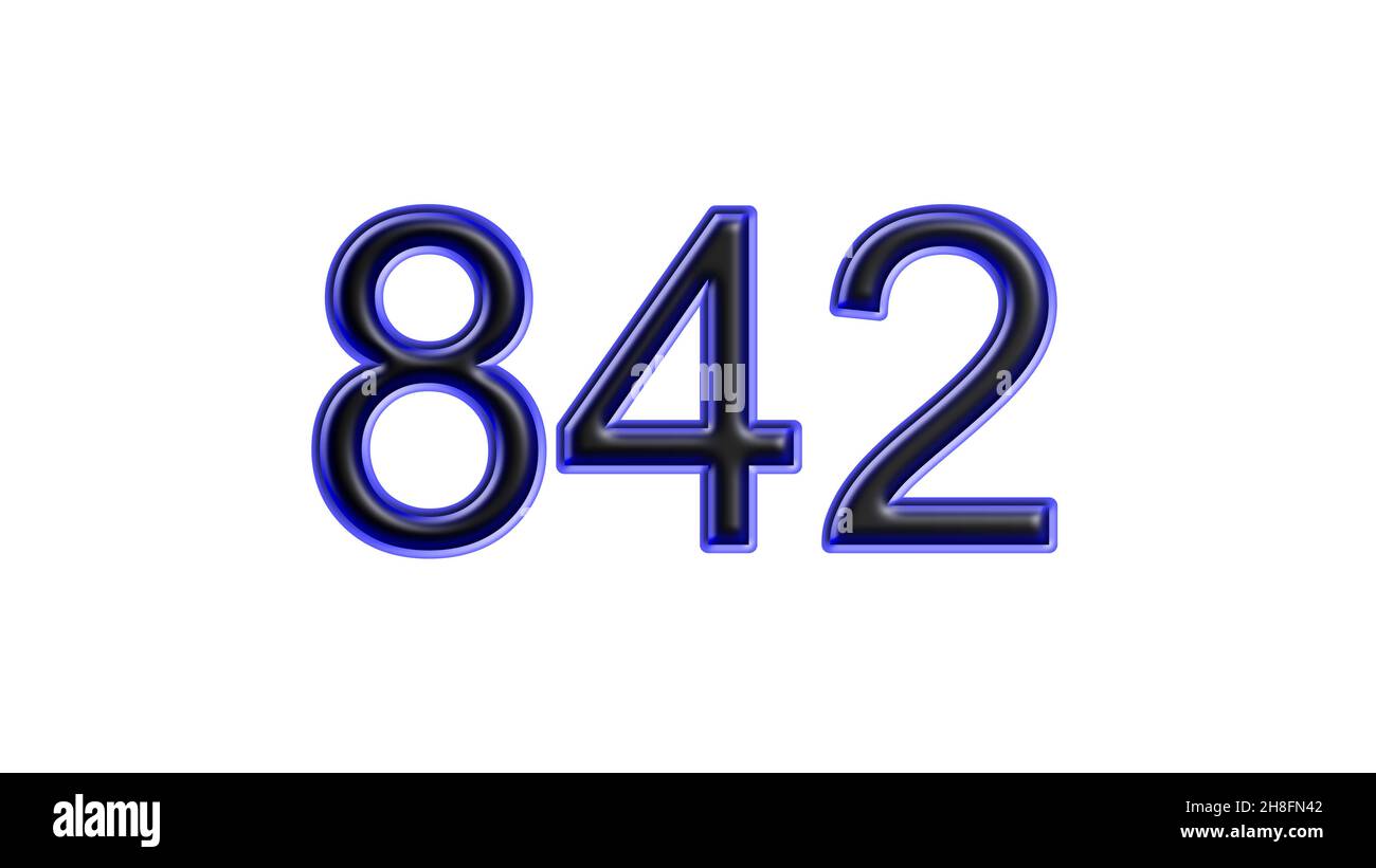 blue 842 number 3d effect white background Stock Photo - Alamy