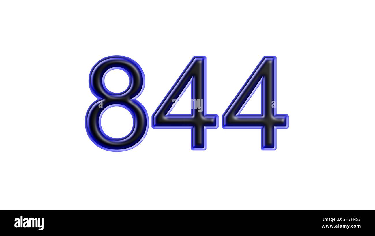 blue 844 number 3d effect white background Stock Photo - Alamy
