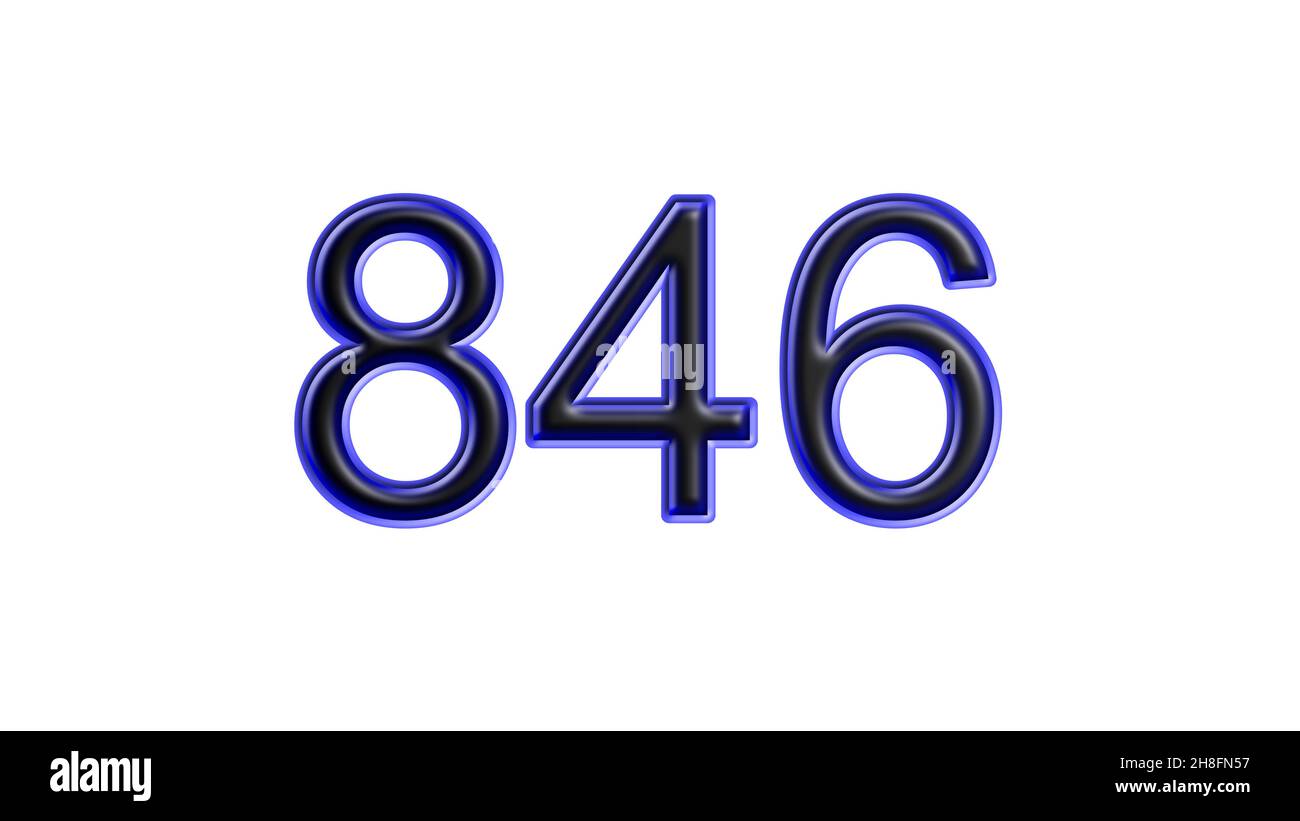 blue 846 number 3d effect white background Stock Photo - Alamy