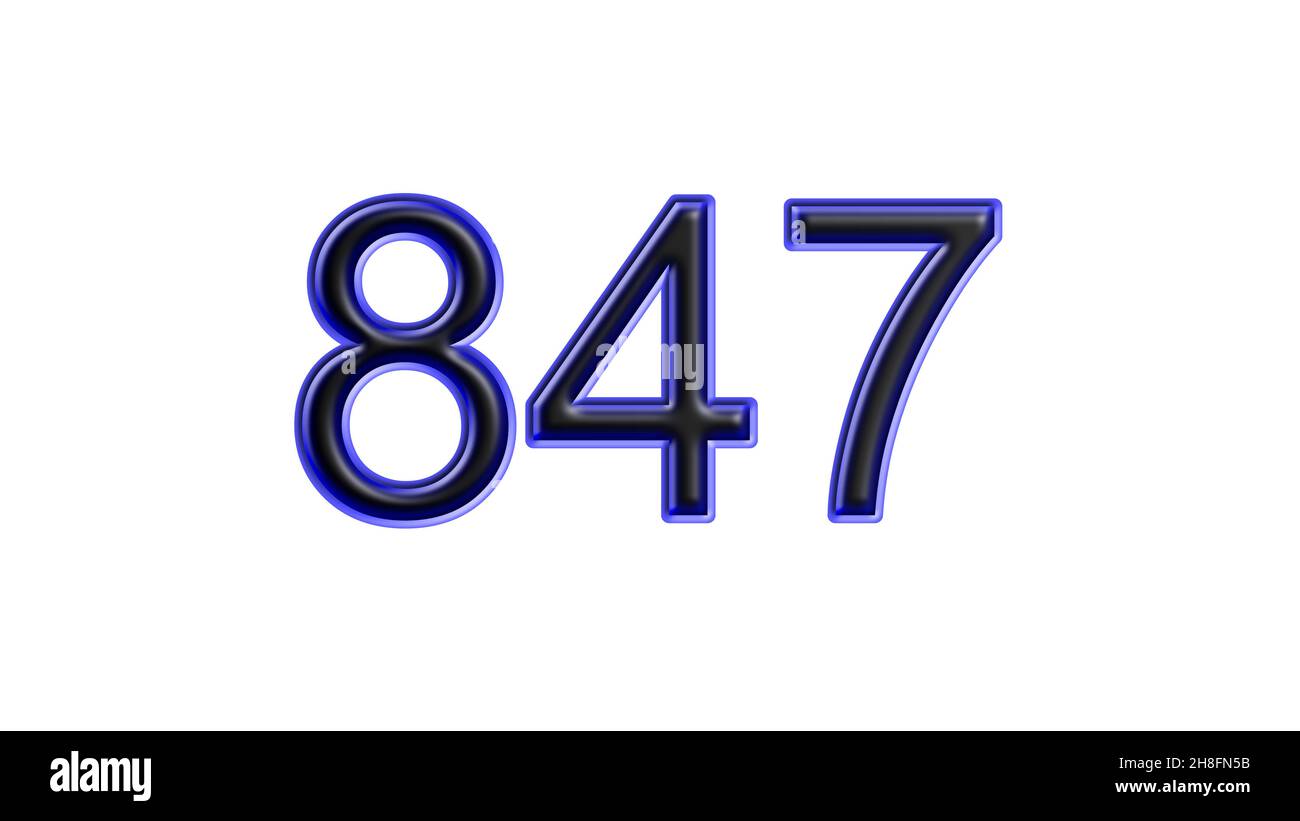 blue 847 number 3d effect white background Stock Photo - Alamy