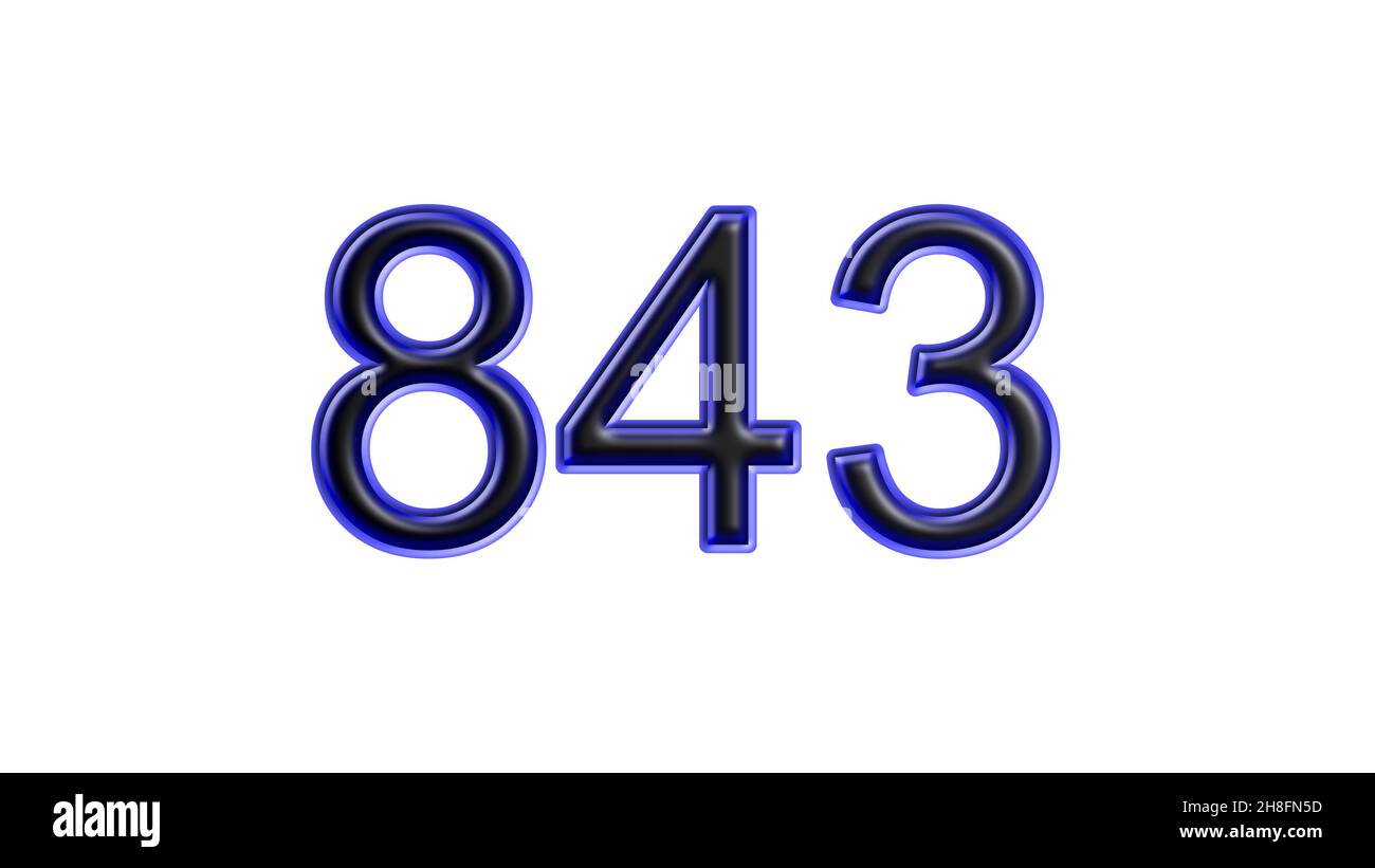 blue 843 number 3d effect white background Stock Photo - Alamy