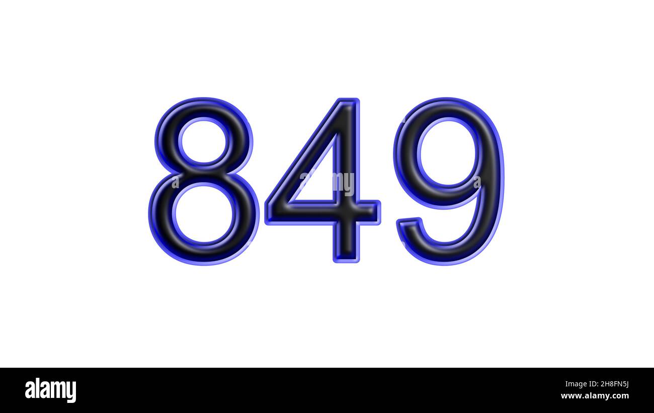 blue 849 number 3d effect white background Stock Photo - Alamy