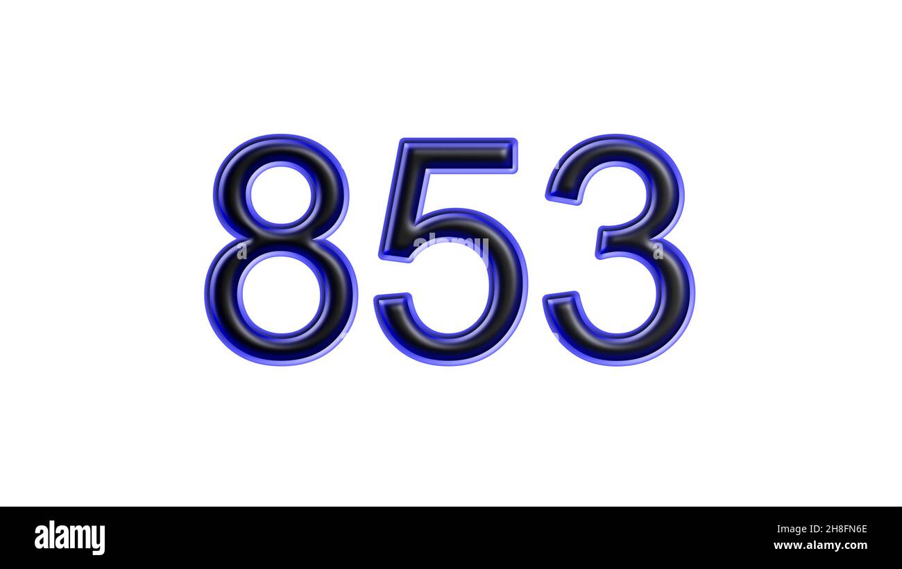 blue 853 number 3d effect white background Stock Photo - Alamy