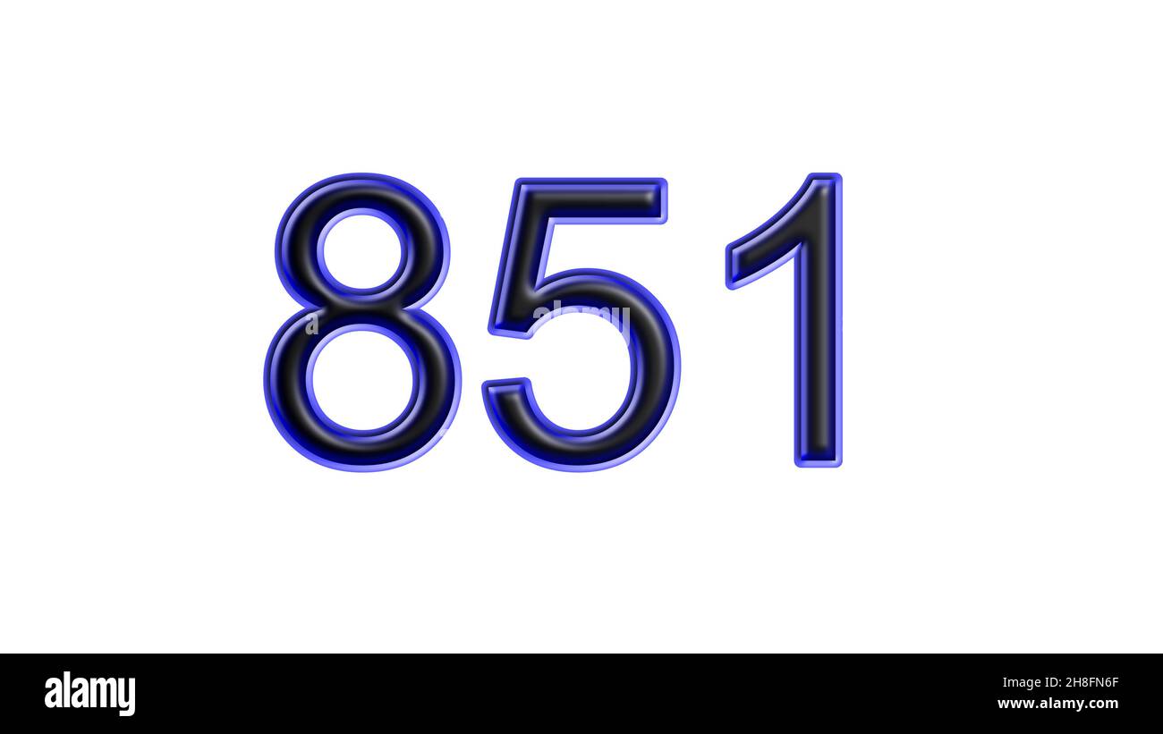 blue 851 number 3d effect white background Stock Photo - Alamy