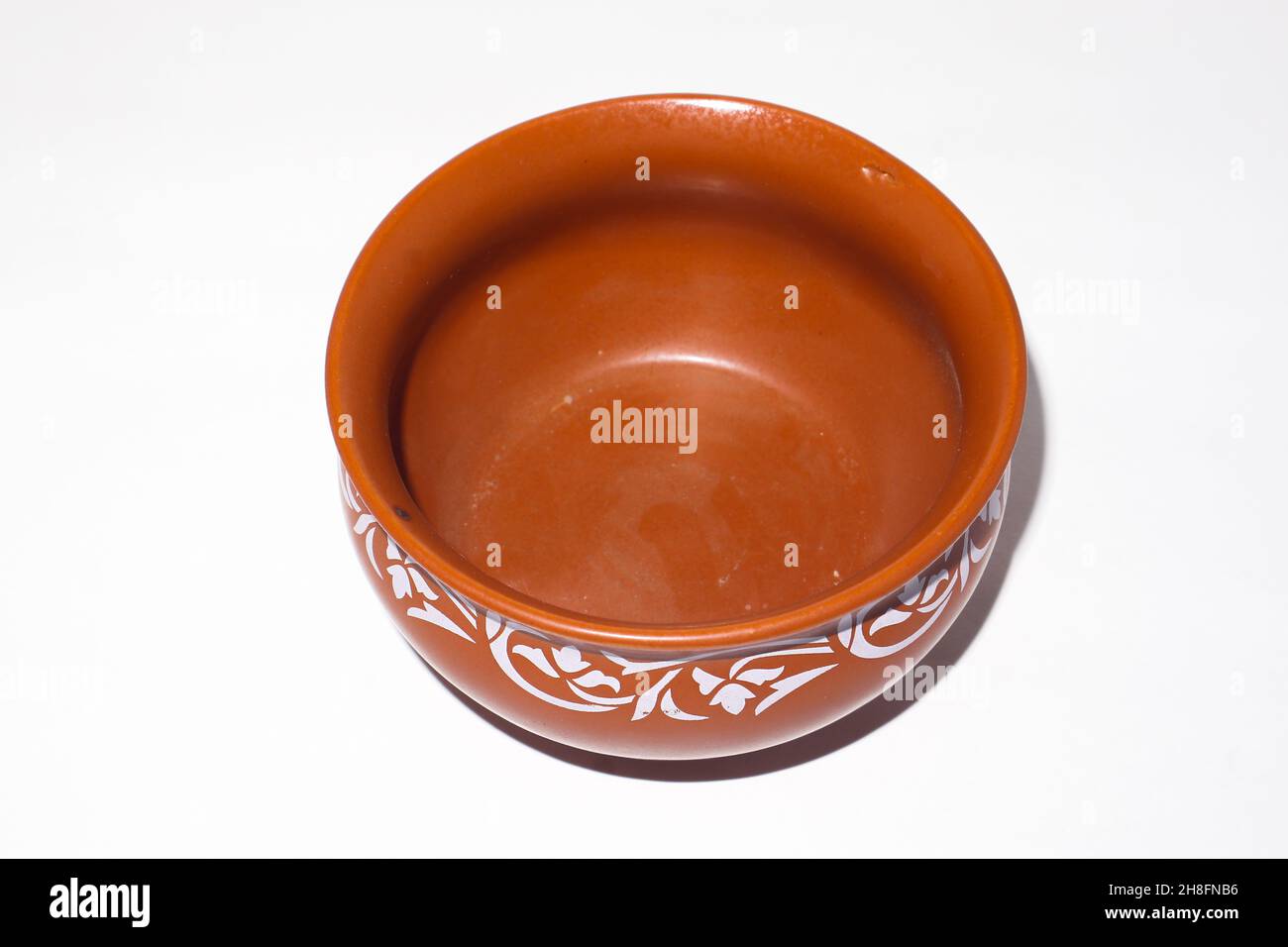 Empty clay pot on white background Stock Photo - Alamy