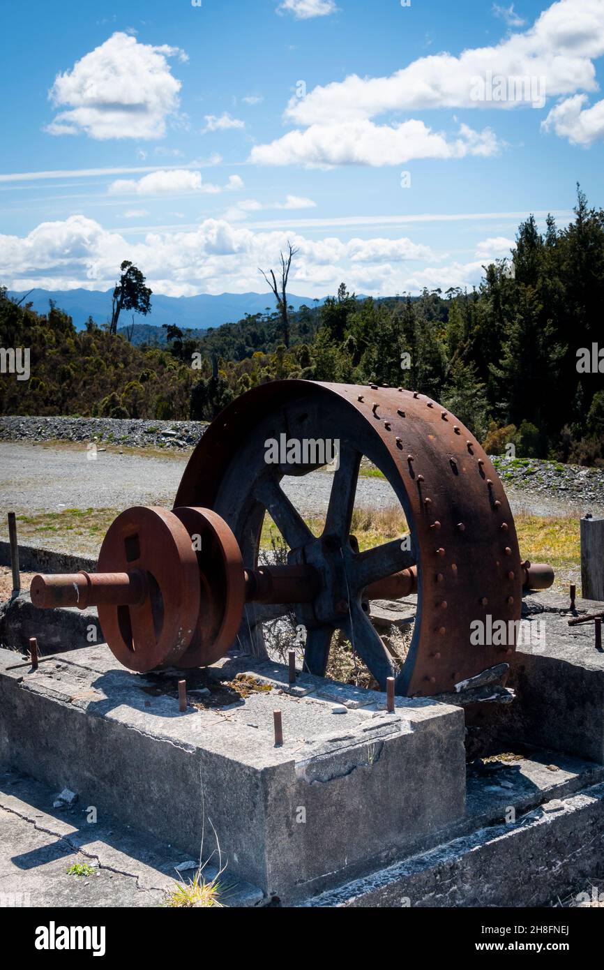 Relics of a gold mine, Waiuta, historic mining town near Reefton, West ...