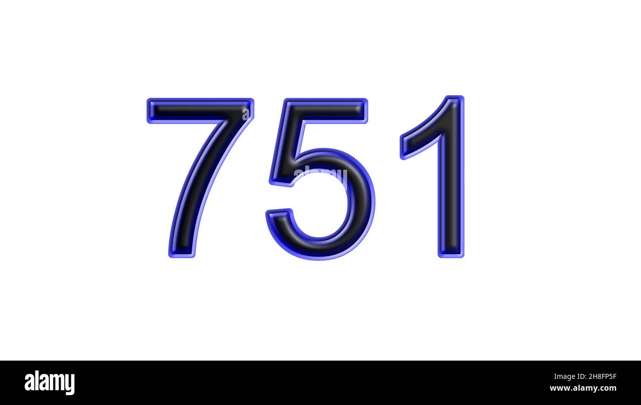 blue 751 number 3d effect white background Stock Photo - Alamy