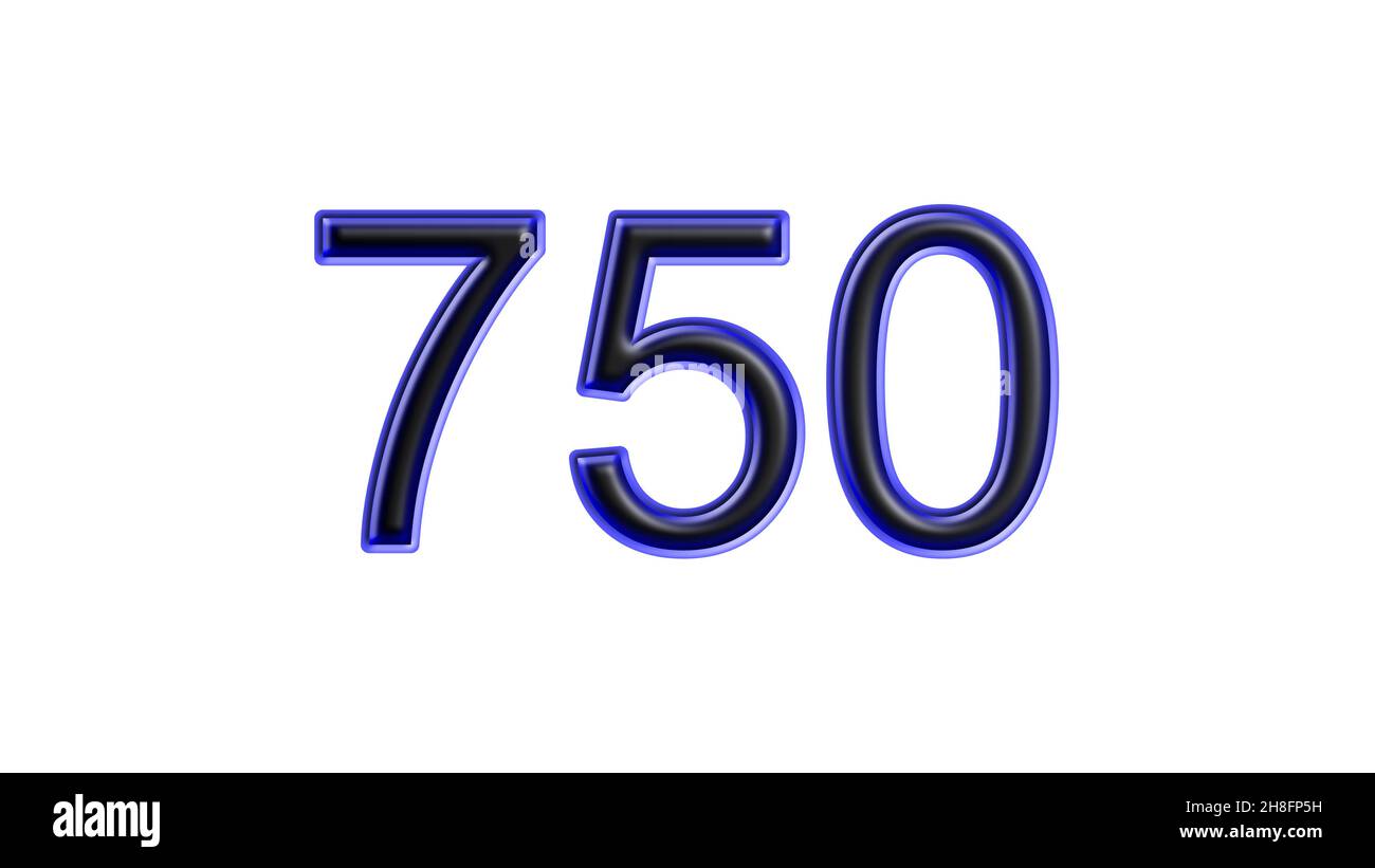 blue 750 number 3d effect white background Stock Photo - Alamy