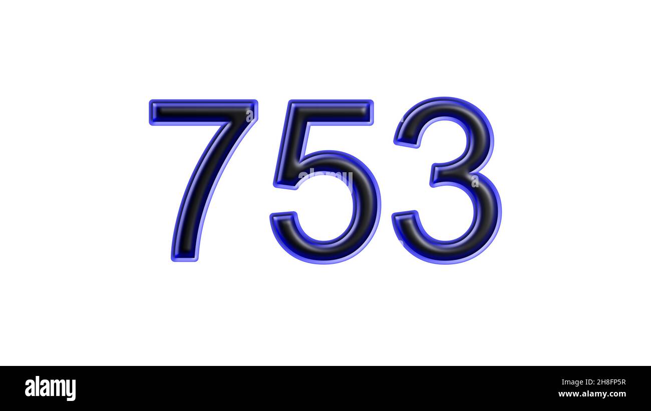 blue 753 number 3d effect white background Stock Photo - Alamy
