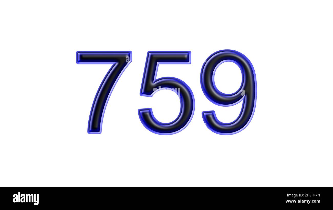 blue 759 number 3d effect white background Stock Photo - Alamy