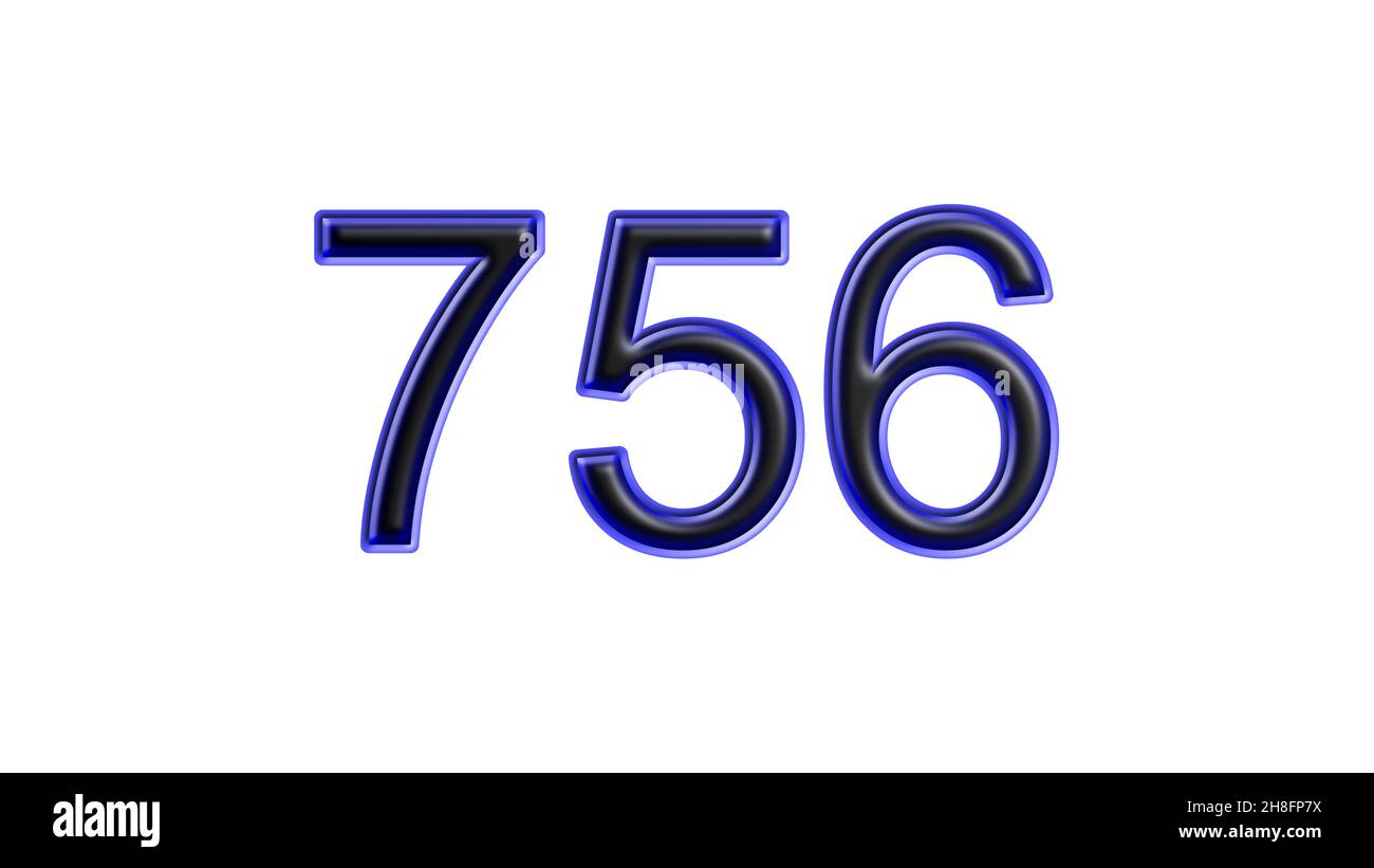 blue 756 number 3d effect white background Stock Photo - Alamy