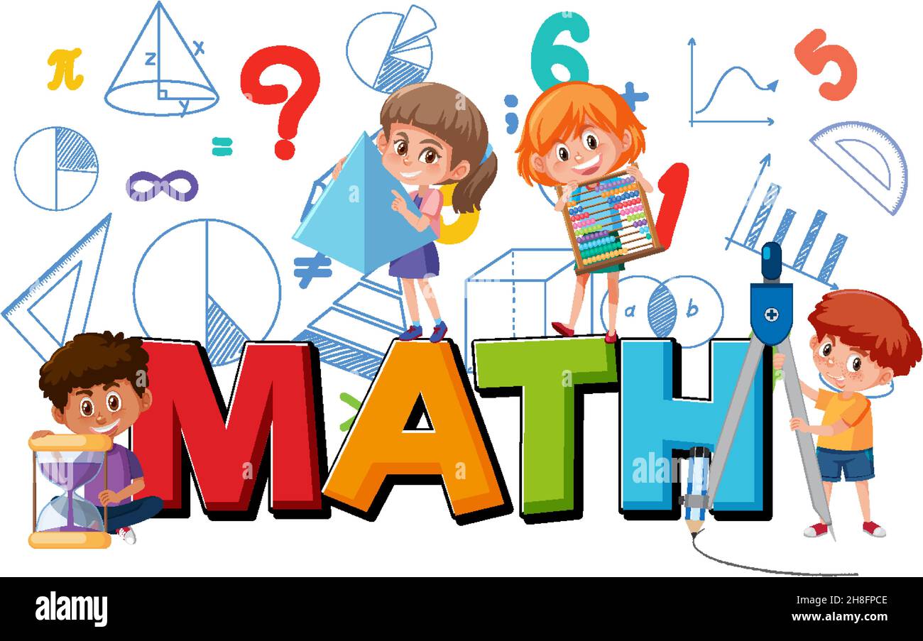 Math icon with kids and math tools illustration Stock Vector Image ...