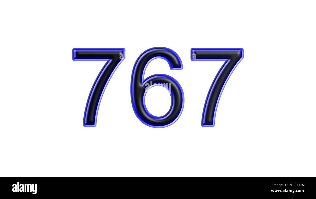 blue 767 number 3d effect white background Stock Photo - Alamy