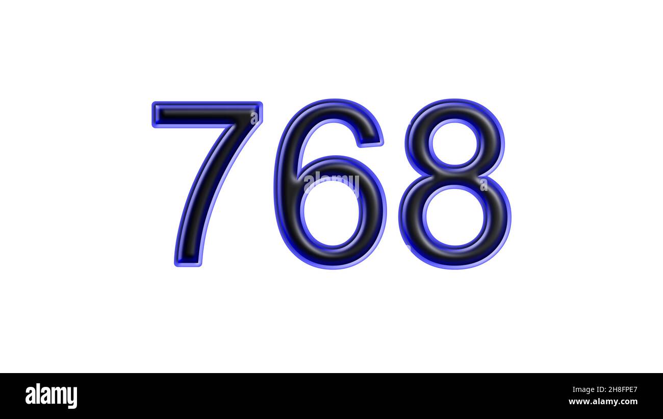 blue 768 number 3d effect white background Stock Photo - Alamy