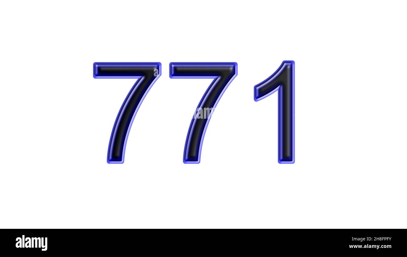 blue 771 number 3d effect white background Stock Photo - Alamy