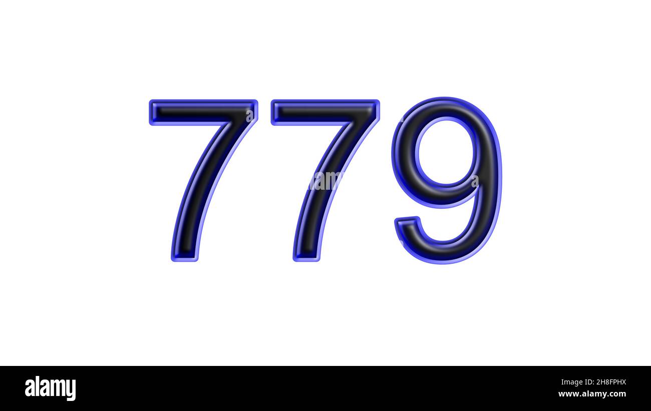 blue 779 number 3d effect white background Stock Photo - Alamy
