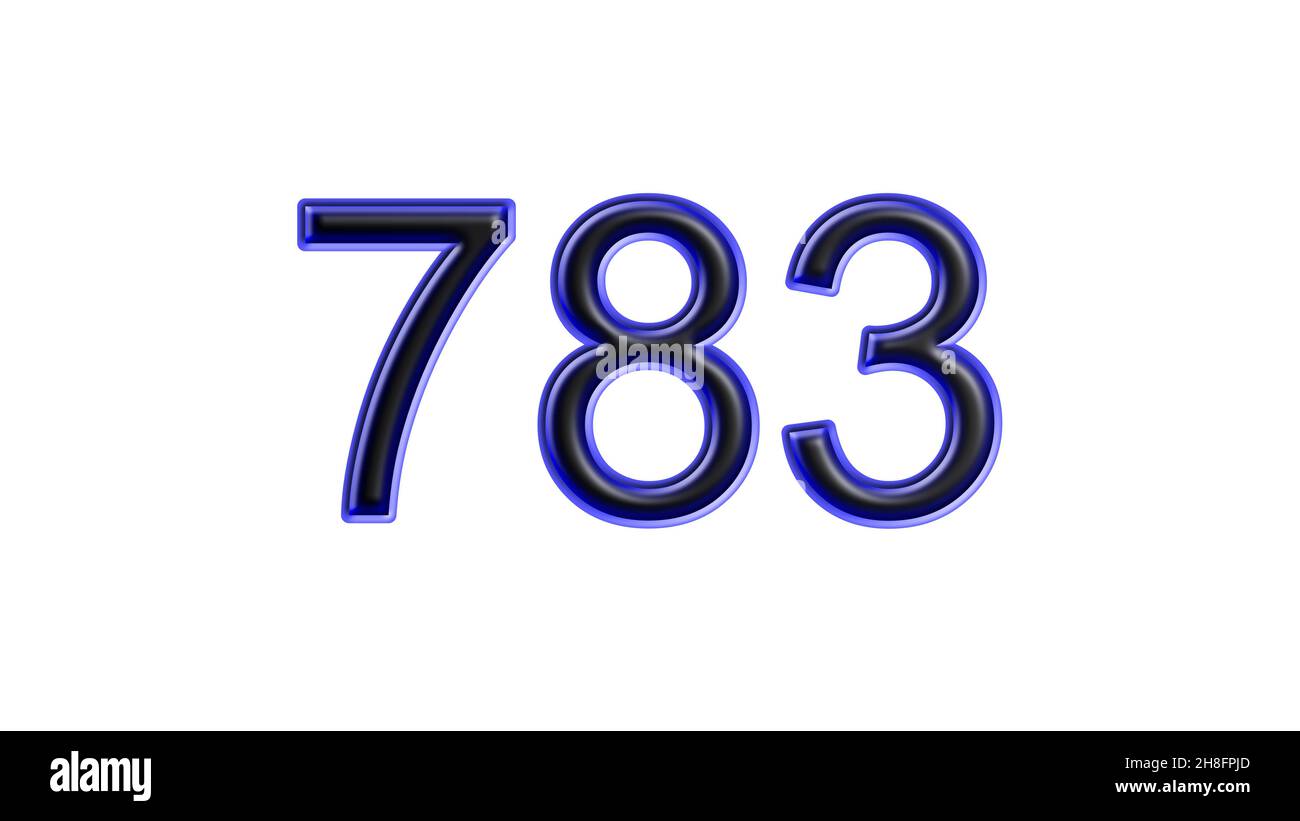 blue 783 number 3d effect white background Stock Photo - Alamy