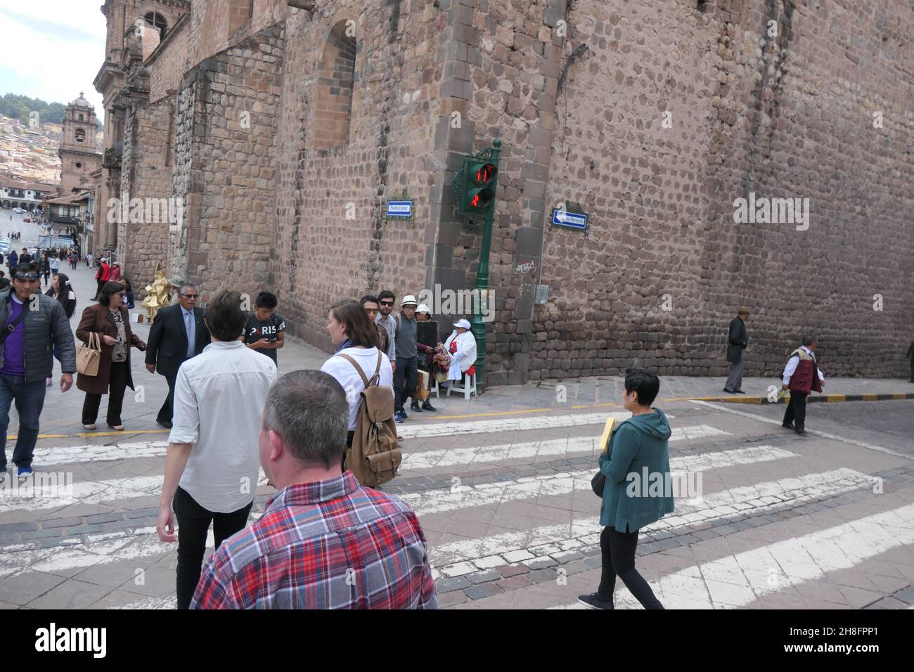 Carnival in Lima Peru steps traffic lights church cathedral walk ...