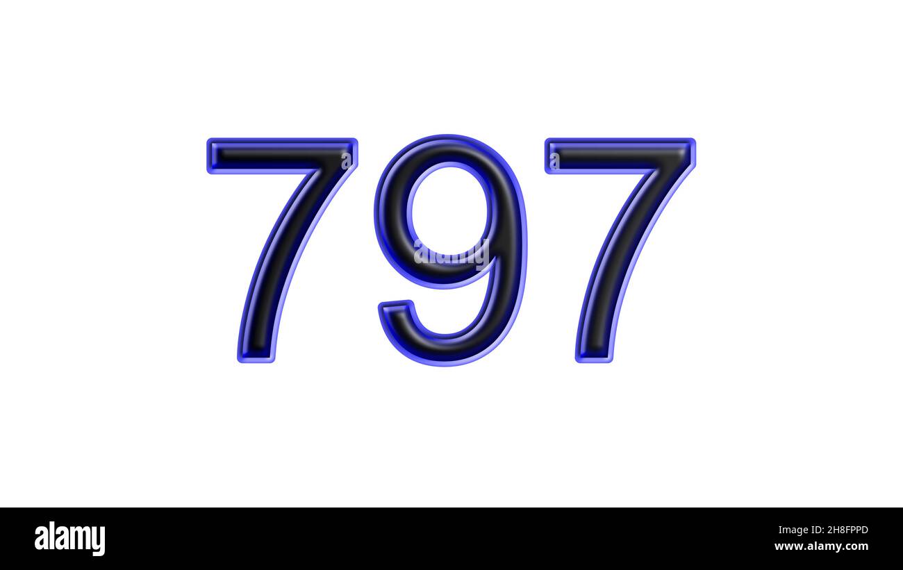 blue 797 number 3d effect white background Stock Photo - Alamy
