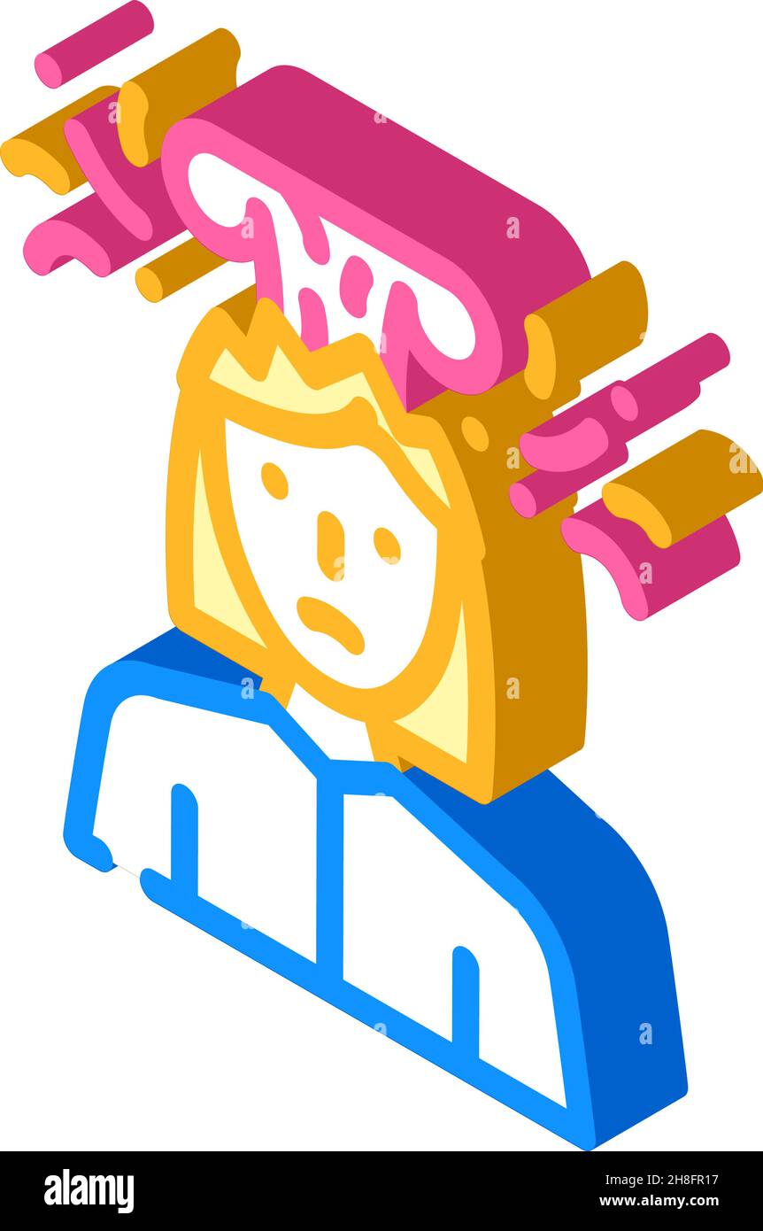 brain explosion female isometric icon vector illustration Stock Vector ...