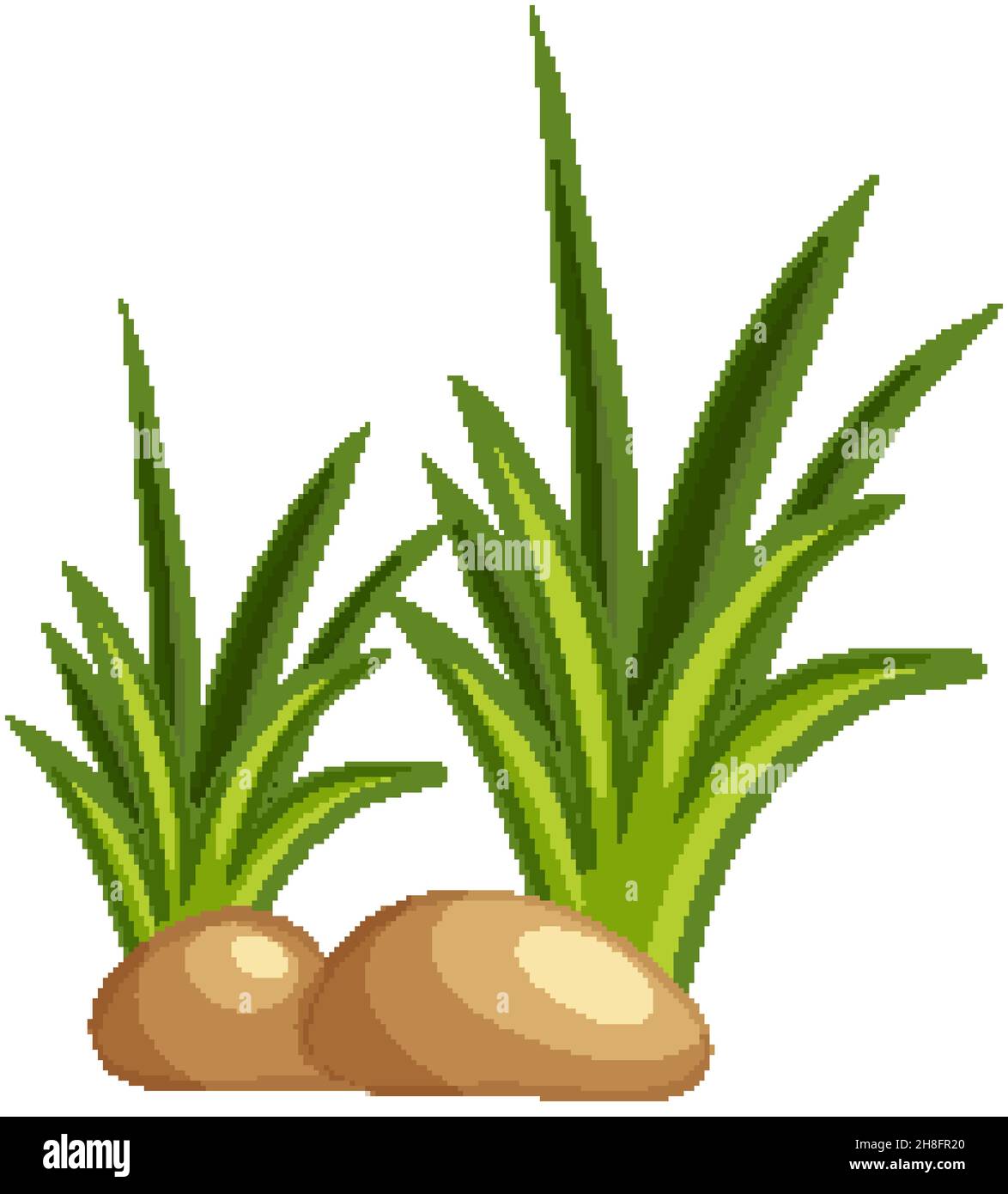 Green grass in cartoon style with stone illustration Stock Vector Image ...
