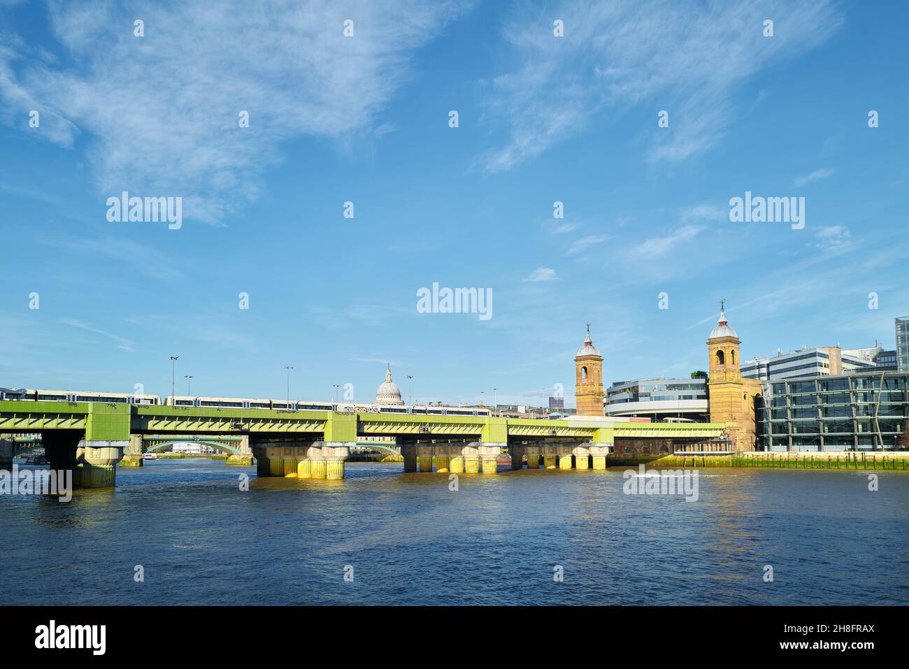 Cannon street railway bridge over the river Thames, London, England ...