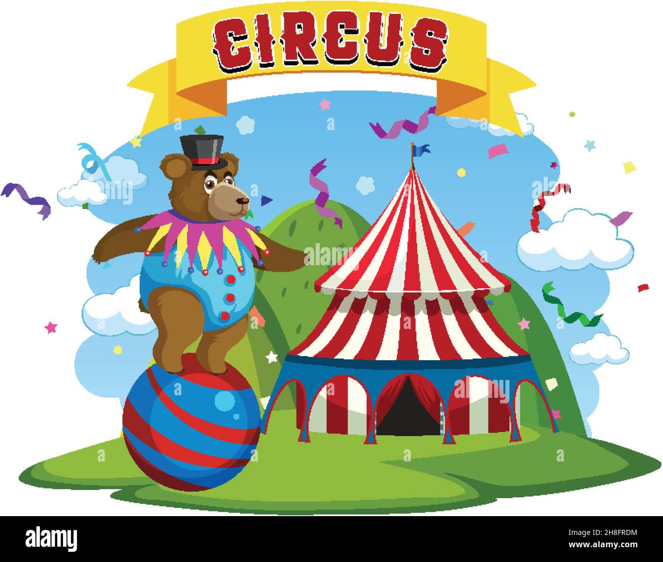 Circus bear performance balancing on ball illustration Stock Vector ...