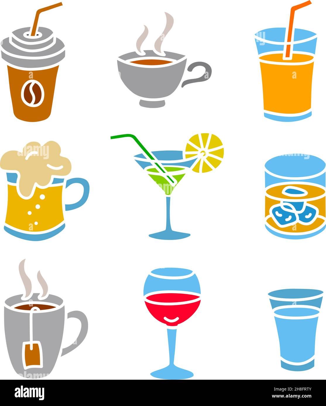 illustration of the alcohol drinks and beverages icons set Stock Vector ...
