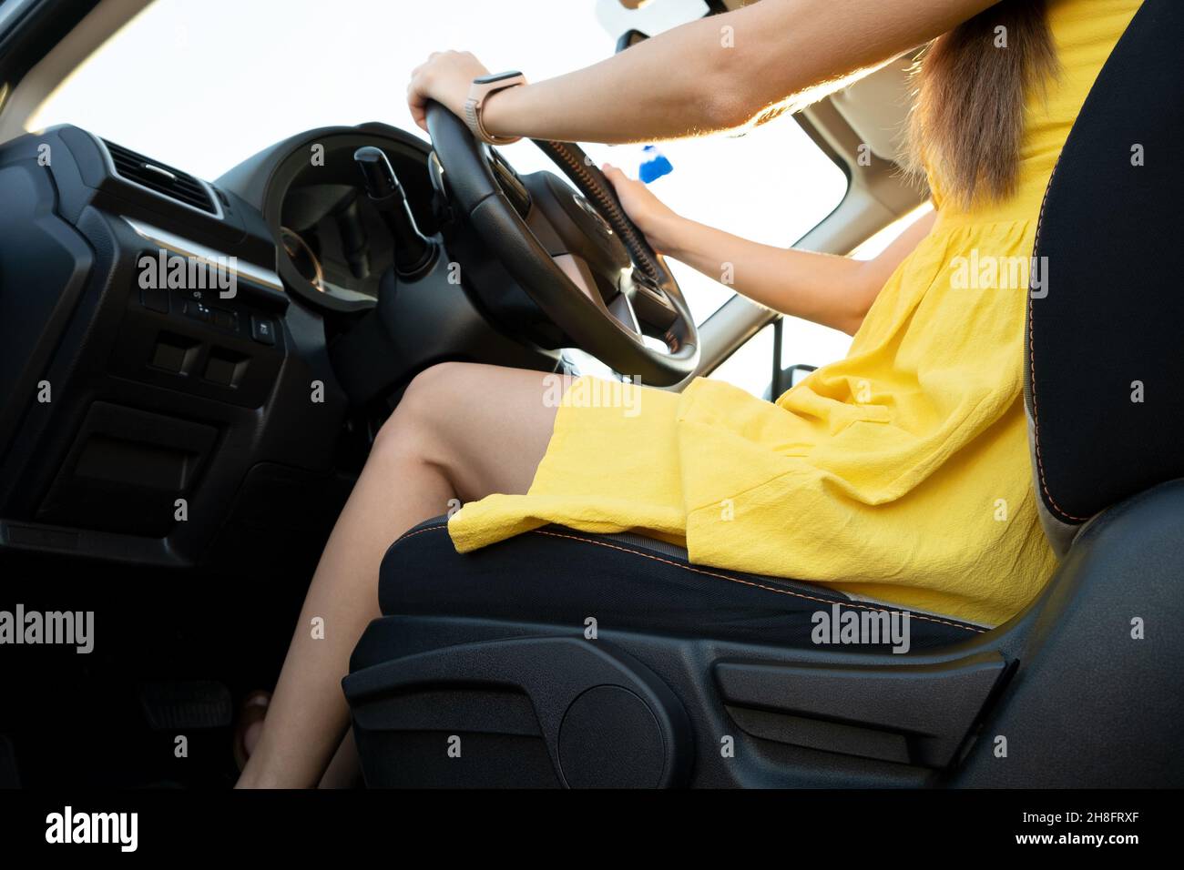 Vehicle sitting skirt steering hi-res stock photography and images - Alamy