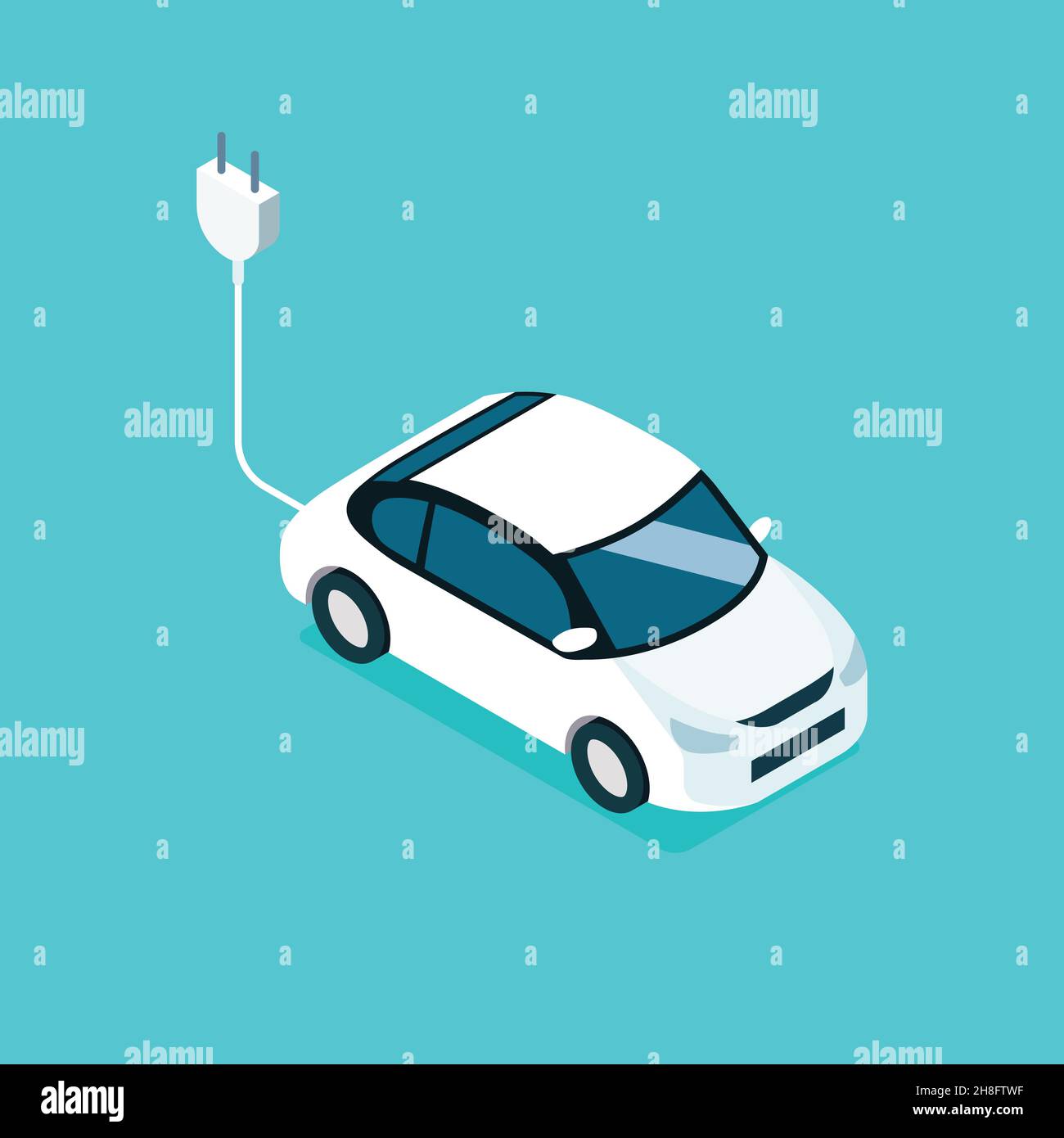 Isometric electric car EV car. vector illustration Stock Vector Image ...