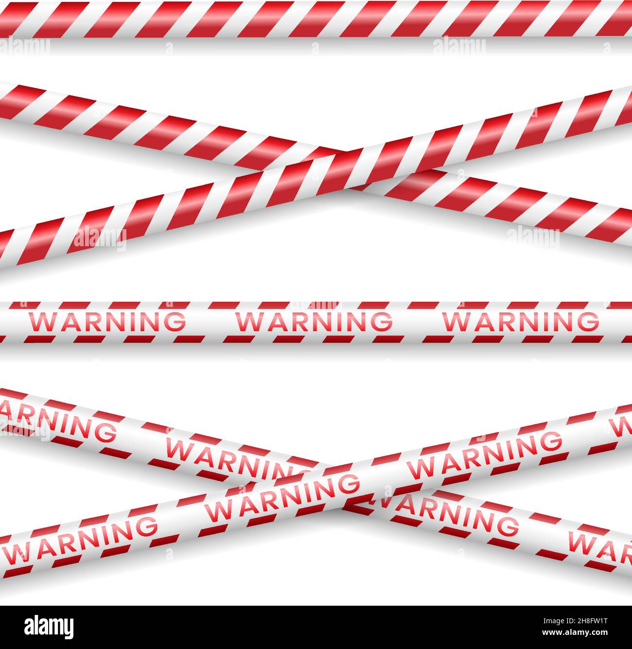 Realistic red and white danger tape. protective warning tape ...