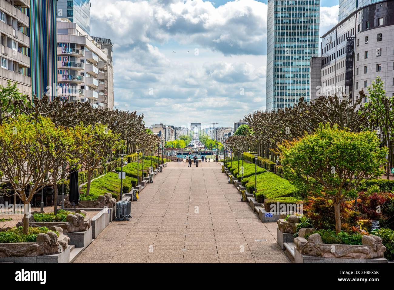 Esplanade du Charles de Gaulle in La Defense District, view East to the ...
